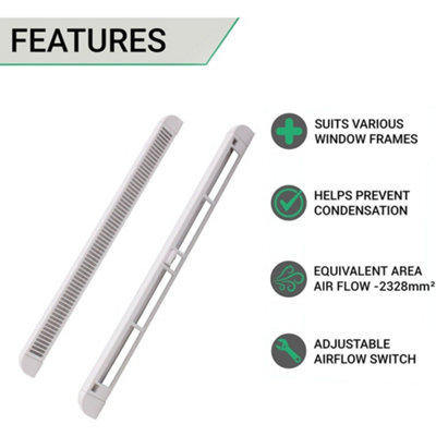 AFIT Trickle Window Slot Vent Set Inside & Out - 400mm - 3180mm²EA - White