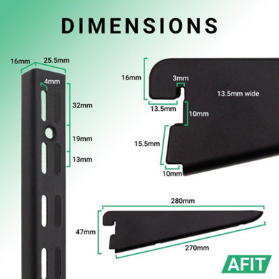 AFIT Twin Slot Adjustable Shelving Shelf Kit 6x270mm Brackets 2x1m ...