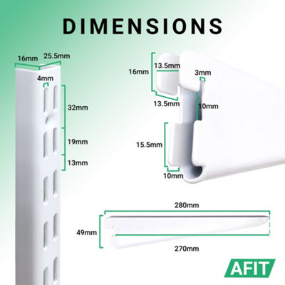 AFIT Twin Slot Shelving Kit 9x270mm Brackets 3x1m Uprights Heavy Duty ...