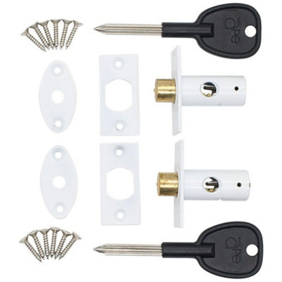 AFIT White Concealed Window Security Rack Bolts - Pack of 2 + 2 Keys ...