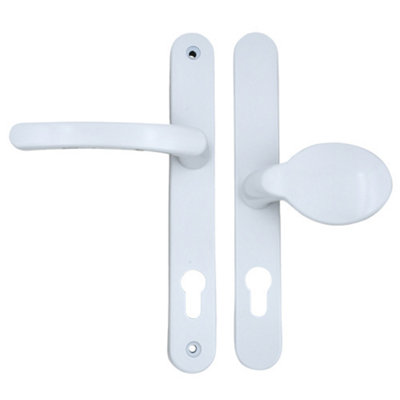 AFIT White UPVC Lever Pad Door Handles - 92mm PZ Centres External/ 62mm ...