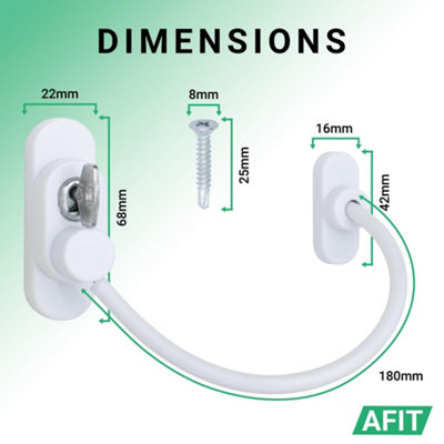 AFIT Window Cable Restrictor Key Locking Cable UPVC / Timber Frames ...