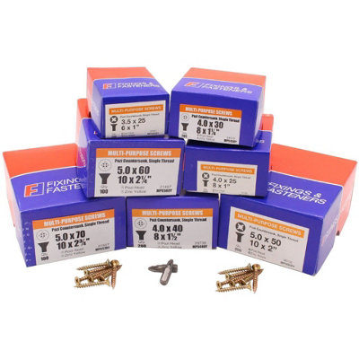 AFIT Wood Screws Pozi Drive Multi Purpose Trade Pack of 1200 Screws ...