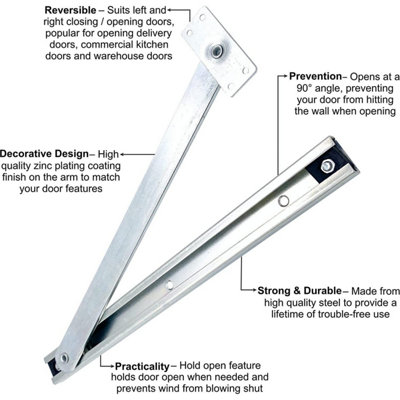 AFIT Zinc Mortice Overhead Door Restrictor Arm Stay - 90 Degree Opening