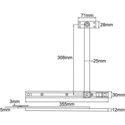 AFIT Zinc Mortice Overhead Door Restrictor Arm Stay - 90 Degree Opening