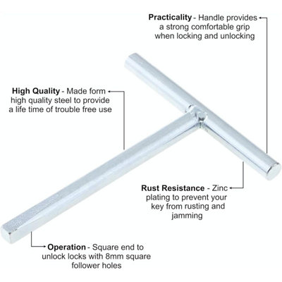 AFIT Zinc Plated Budget Lock Taper Key T Tee Loft Access Panel Horse ...