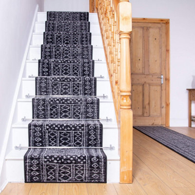 Afrikans Black Stair Runner Carpet Runner Rug
