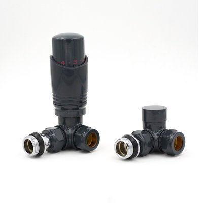 Agadon Deluxe TRV Radiator Valve Set Corner Anthracite | DIY at B&Q