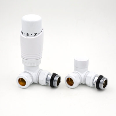 Agadon Deluxe TRV Radiator Valve Set Corner White | DIY at B&Q