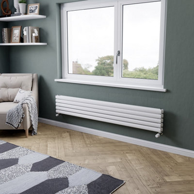 Agadon Horizontal Double Oval Panel Designer Radiator 294x1800 mm White