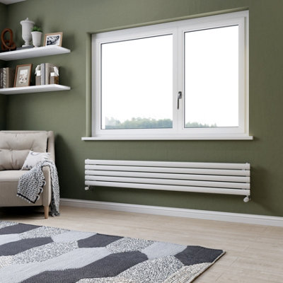 Agadon Horizontal Single Oval Panel Designer Radiator 294x1800 mm White