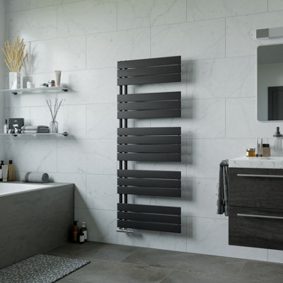 Agadon Panio Up Designer Panel Towel Radiator 1495 x 600 mm Black ...