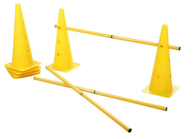 Agility Cone-Hurdle Set yellow, three hurdle