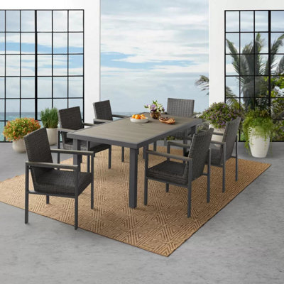 Agio Maricopa 7 Piece Outdoor Woven Dining Set - Rust-Resistant ...