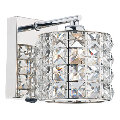 Agneta Wall Light Polished Chrome and Clear Faceted Crystal at B&Q