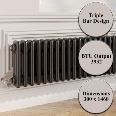 Agnite Traditional Colosseum Horizontal Triple Bar Column Radiator ...