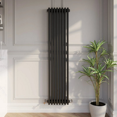 Agnite Traditional Vertical Colosseum Triple Bar Column Radiator Black ...