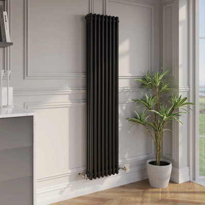 Agnite Traditional Vertical Colosseum Triple Bar Column Radiator Black ...