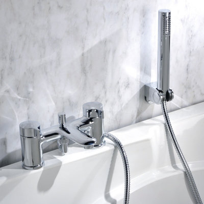 Agua Deck Mounted Handleless Bath Shower Mixer with Handset and Holder ...
