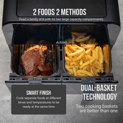 AHM ELECTRONICS 9L DUAL BASKET AIR FRYER IN BACK