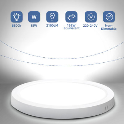 Aigostar 18W LED Ceiling Lights, 2100LM Round LED 6500K Cool White Pack ...