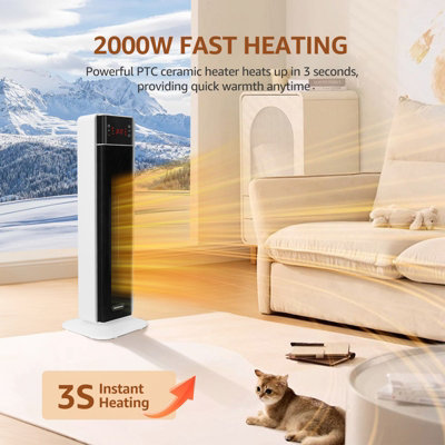 Aigostar 2000W Electric Fan Heater, Thermostat 4 Modes, 24H Timer ...
