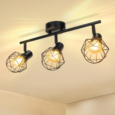 Aigostar 3 Way Ceiling Spotlight, Adjustable Wire Cage Rotatable Light ...