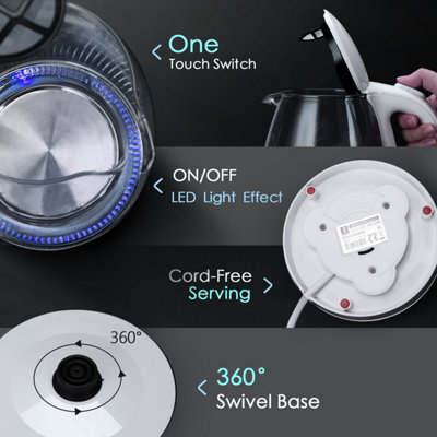 Aigostar Adam 30KHH Glass Electric Kettle, 2200W Fast Boil, 1.7L BPA ...