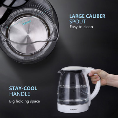 Aigostar Adam 30KHH Glass Electric Kettle, 2200W Fast Boil, 1.7L BPA ...