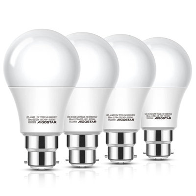 Aigostar Bayonet Light Bulb 12W B22 LED Bulbs Cool White 6500K, 4 Pack