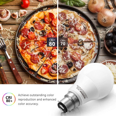 AIGOSTAR BAYONET LIGHT BULB 12W B22 LED BULBS COOL WHITE 6500K, 4 PACK