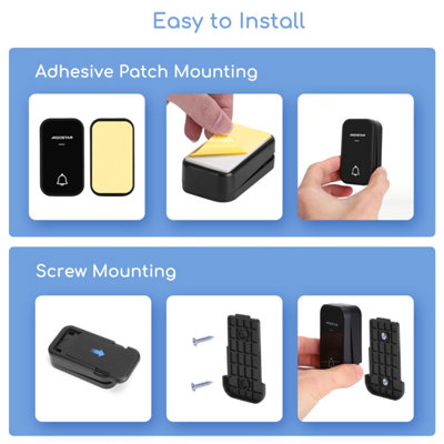 Aigostar Black Wireless Doorbell, IP54 Waterproof Cordless Door Chime ...