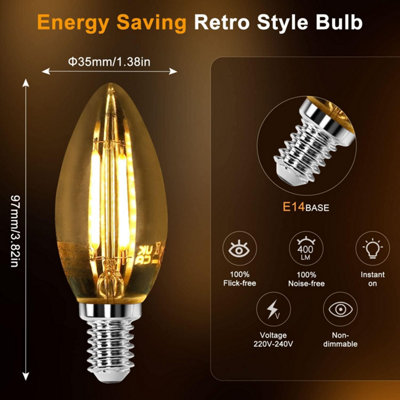 Aigostar C35 E14 Filament Bulbs, Light Bulbs Screw Small 4W 470LM 2700K, Pack of 5