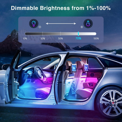 Aigostar Car LED Interior Lights, LED Strip Lights with Music Sound ...