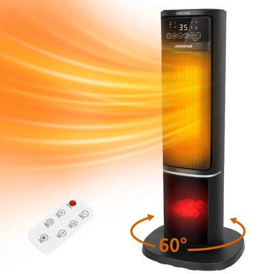 Aigostar Electric Fan Heater with Fireplace, Adjustable Thermostat, 5 ...