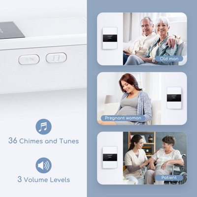 Aigostar Panda Series Wireless Doorbell, IP44 Waterproof Cordless ...