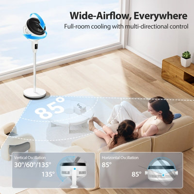 Aigostar Pedestal Fan with Remote Control, Silent Standing Fan Air ...