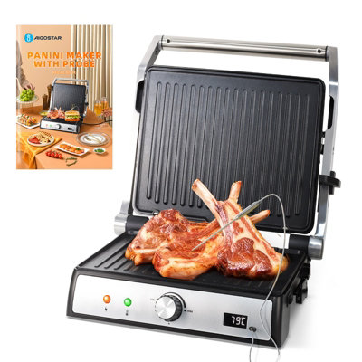 Aigostar Sandwich Toaster 2000W with Meat Thermometer and Removable Non ...