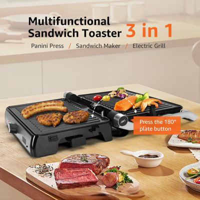 Aigostar Sandwich Toaster 2000W with Meat Thermometer and Removable Non ...