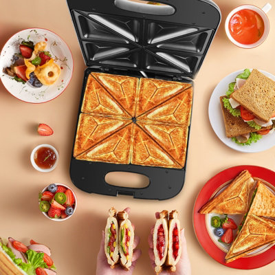 Aigostar Sandwich Toaster, 4 Slice with Non-Stick Hot Plates