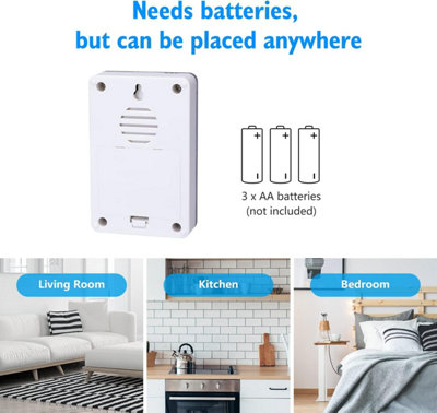 Aigostar Silver Wireless Doorbell, IP44 Waterproof Cordless Doorbell ...