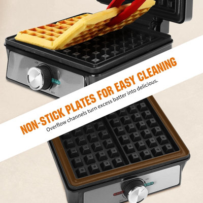 Aigostar Waffle Maker with Deep Fill Anti Spill Plates, 1600W Fast ...