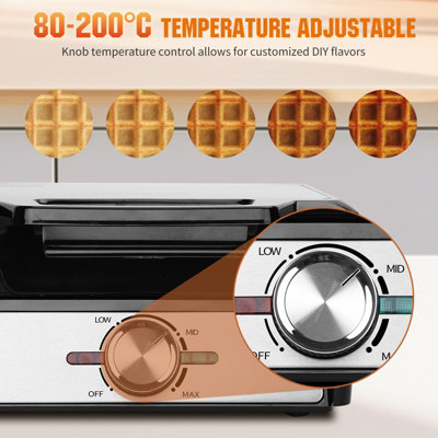 Aigostar Waffle Maker with Deep Fill Anti Spill Plates, 1600W Fast ...