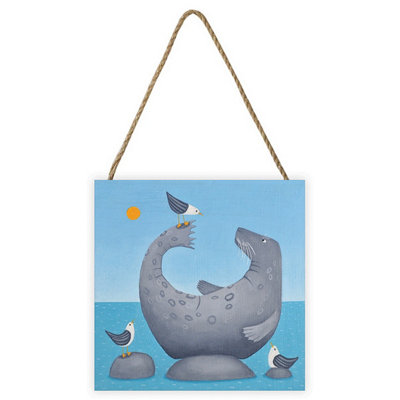 Ailsa Black Born To Fish Wooden Plaque Blue/Grey (One Size)