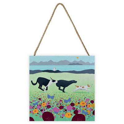 Ailsa Black Bumble Bee Boys Wood Print Blue/Grey (20cm x 20cm x 2.7cm)