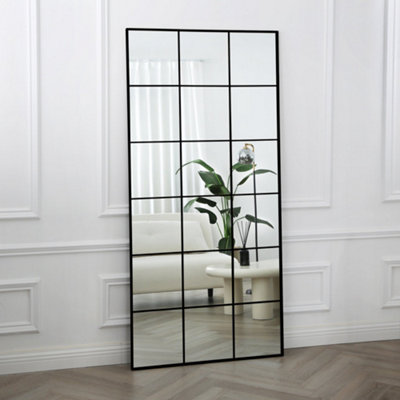 Aion - Full Length Window Mirror with Black Frame - 180x90 | DIY at B&Q