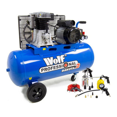 Air Compressor Wolf Dakota 2 Industrial 100L, 14.1 CFM, 3HP & 13pc Air ...