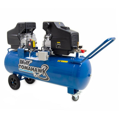 Air Compressor Wolf Tomahawk 100L, 19.2 CFM, 2 x 2.5HP | DIY at B&Q