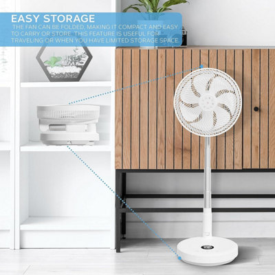 Air Pro 13" Pedestal Fan With Remote Control - Oscillating Foldable ...
