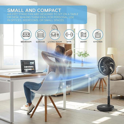Air Pro 13 Pedestal Fan With Remote Control Oscillating Foldable Height Adjustable Cooling Fan LED Display
